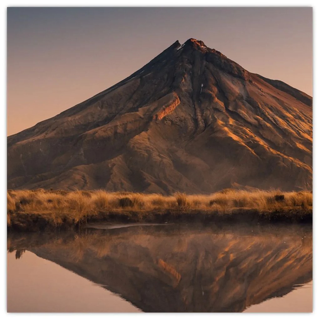 Obraz odrazu hory Taranaki, Nový Zéland (30x30 cm)