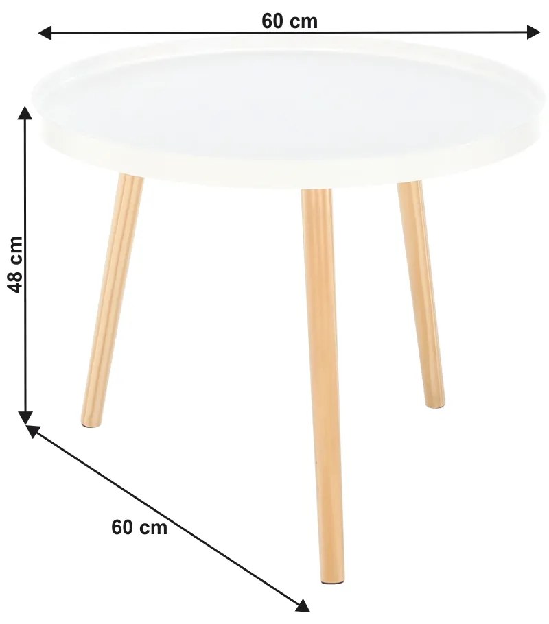 Kondela Příruční stolek, bílá/přírodní, SANSE TYP 1