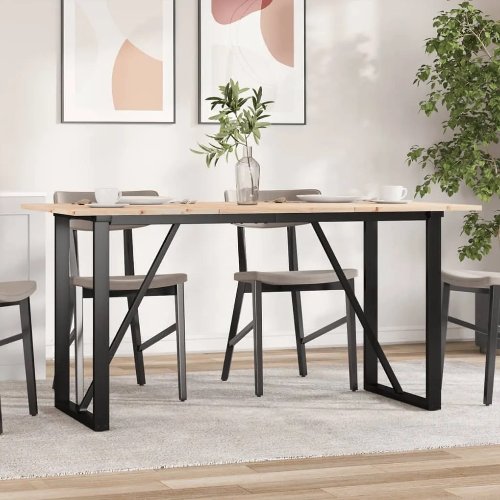 Jídelní stůl s O rámem 160 x 80 x 75 cm borové dřevo a ocel 3282677