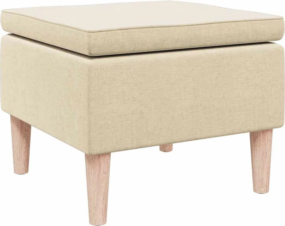 Stolička s dřevěnými nohami krémová textil 329455