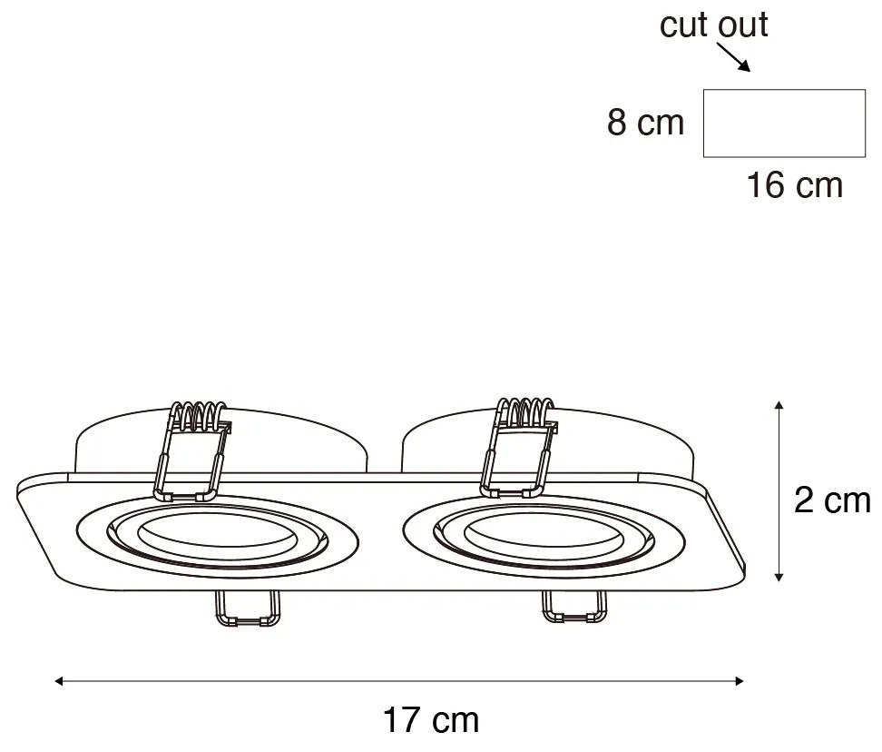 Sada 6 kulatých zapuštěných bodových svítidel bílá GU10 50mm otočná a naklápěcí IP44 2-světelná - Alberto