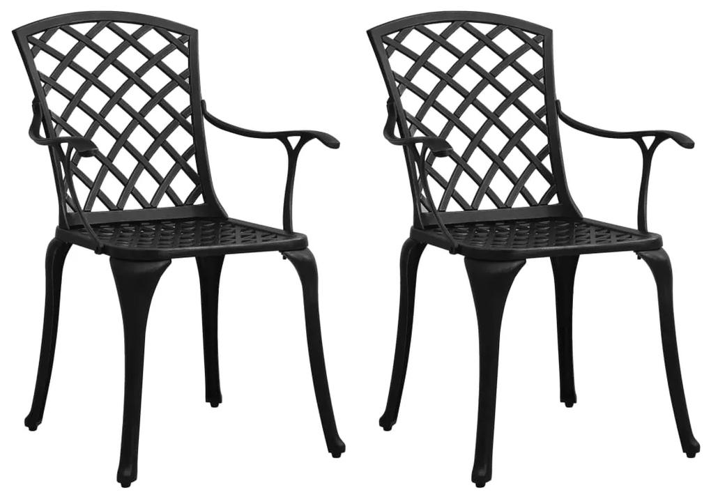 Zahradní židle 2 ks litý hliník černé,  315572