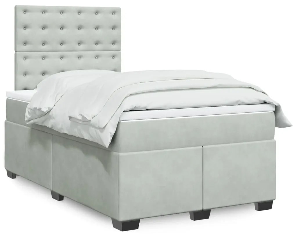 Box spring postel s matrací světle šedá 120x190 cm samet 3293170