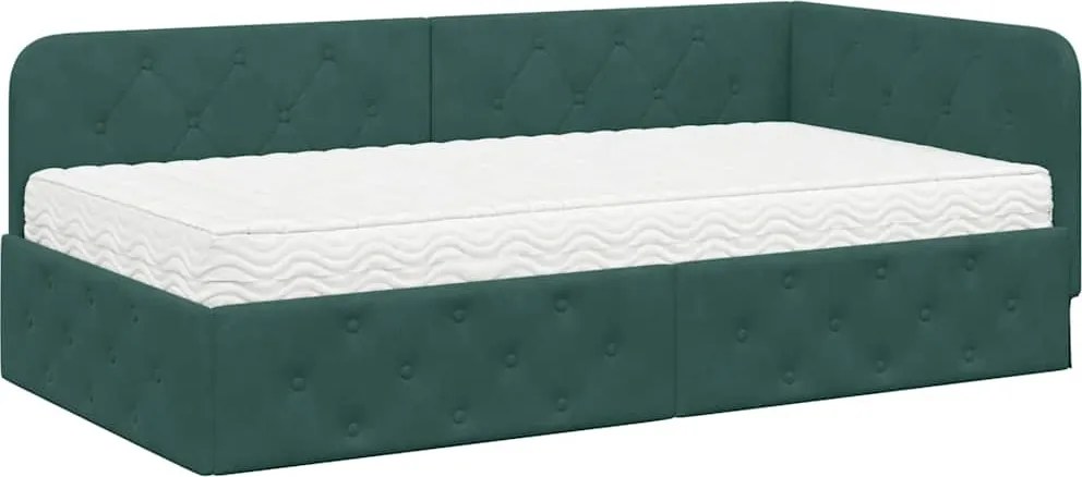 Rohový rám postele Tmavě zelená 90 x 200 cm samet 3394084