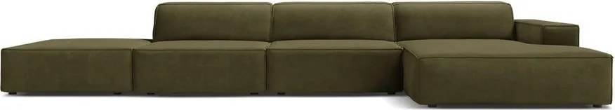 Khaki sametová modulární rohová pohovka (pravý roh/s lenoškou) Jodie – Micadoni