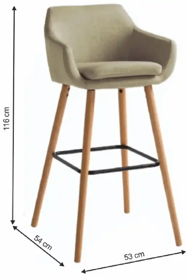 Vikio Barová židle čalouněná béžová látka podnož buk dřevo TK3179 | BIANO