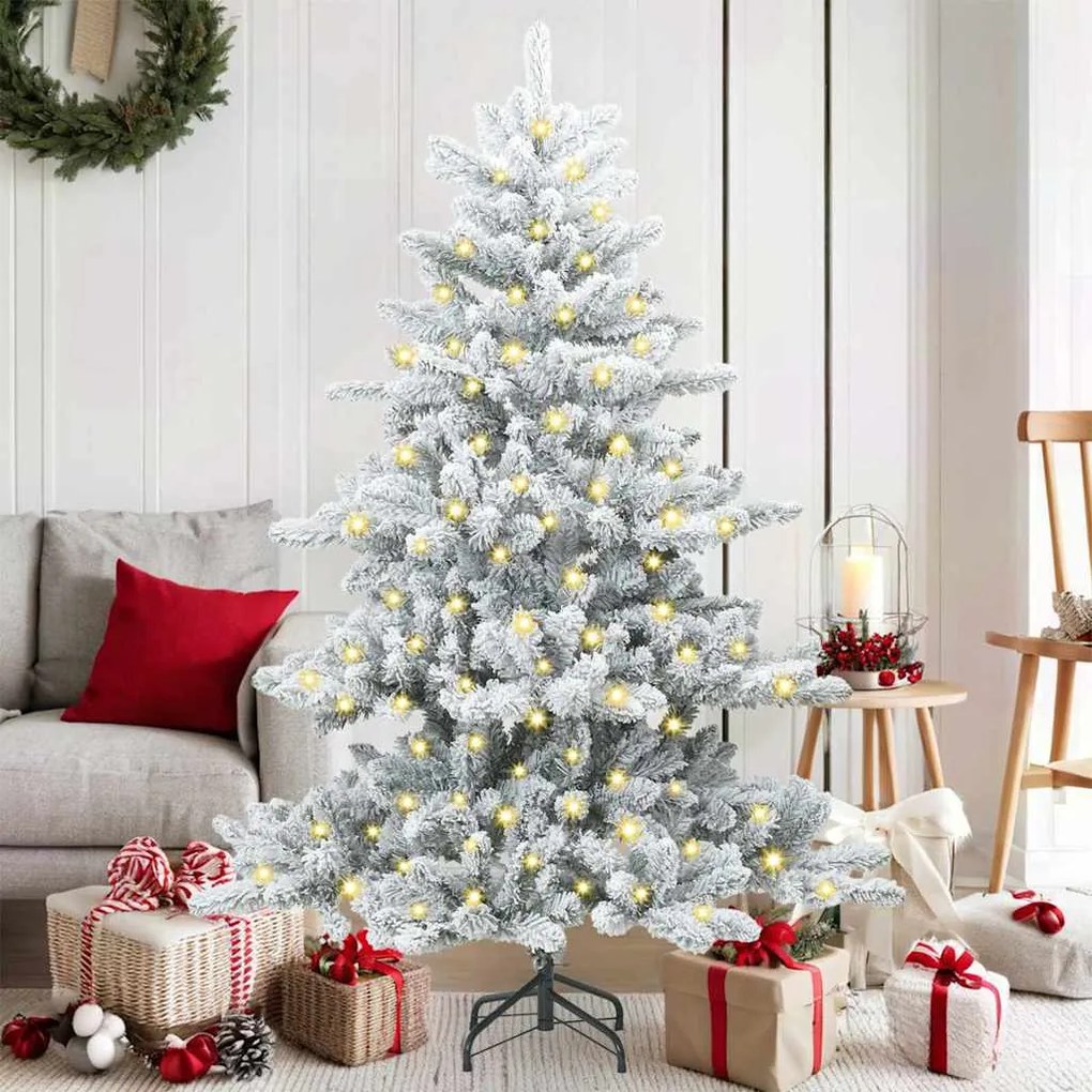 Umělý Skládací Vánoční Strom s stojanem Bílá 150 cm PVC a ocel 3397701
