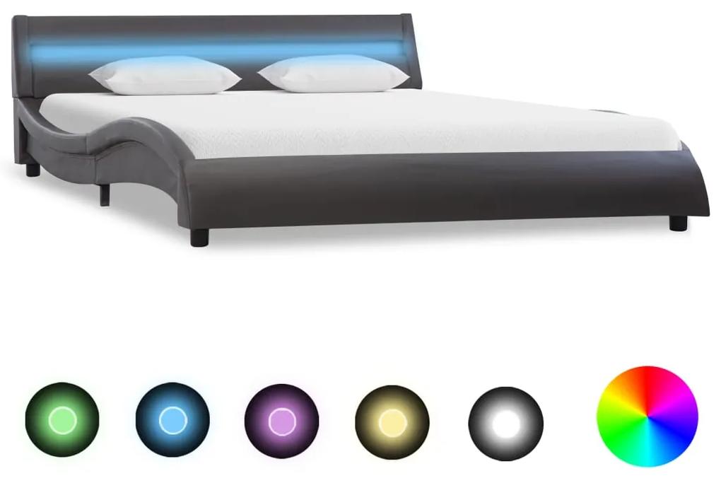 285692 vidaXL Rám postele s LED světlem šedý umělá kůže 120 x 200 cm
