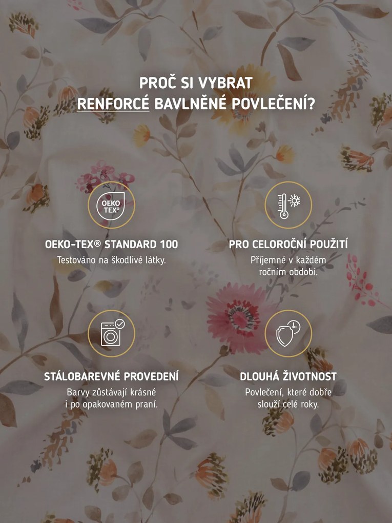 MK Lůžkoviny Prodloužené bavlněné povlečení Renforcé - Mariola 140 × 220 cm, 70 x 90 cm
