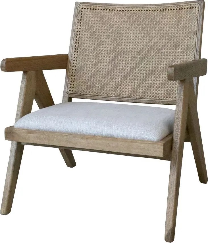 Přírodní dřevěné křeslo s výpletem Lounge Wicker - 65*70*77 cm
