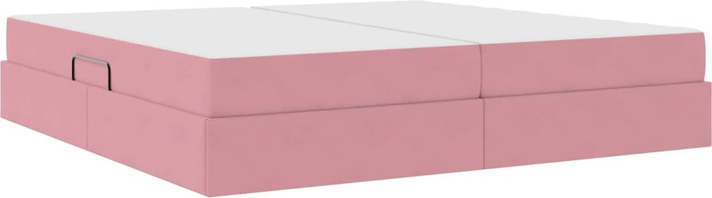 Postel s úložným prostorem a matrací Růžová 200 x 200 cm samet 3399747