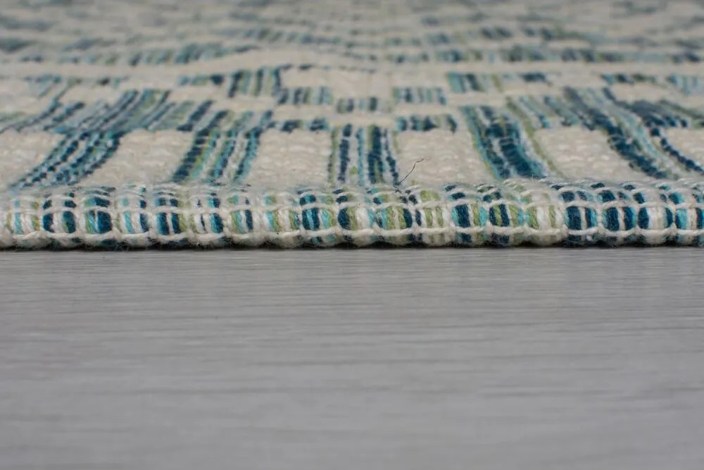 Kusový koberec Leela Ivory/Teal, 60x200, modrá, chodba / predsieň, Flair Rugs