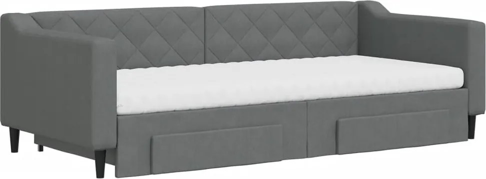 Válenda s přistýlkou a zásuvkami tmavě šedá 90 x 200 cm textil 3197481