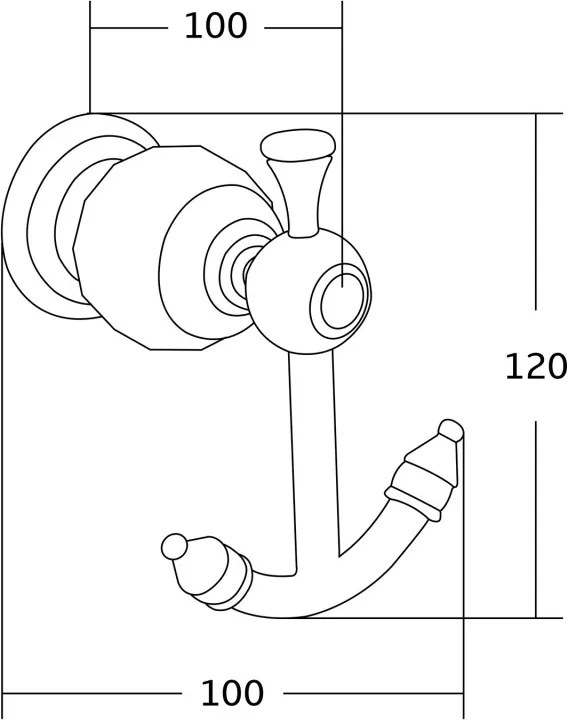 Mexen příslušenství, ESTELA držák na ručníky, 2-háček, zlatá, 7011535-50