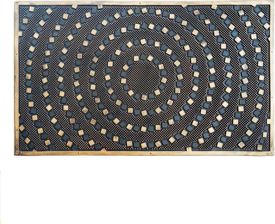 Gumová rohožka Spirála, 75 x 45 cm – s bronzovou patinou, do domu a na terasu, odolná, s motivem spirály