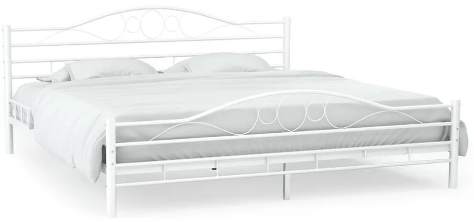 Kovový rám postele laťkový rošt - zaoblený design - bílý | 160x200 cm