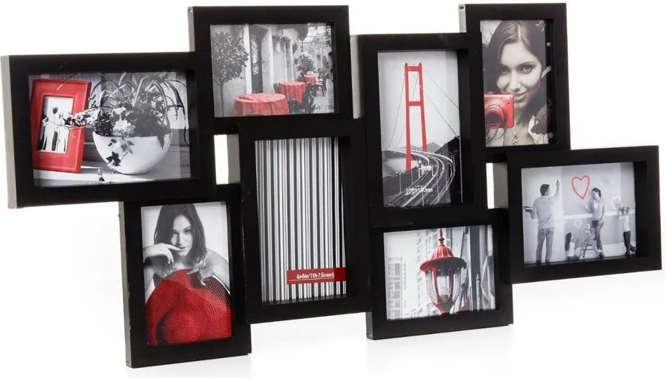 Rámeček pro 8 fotek, fotorámeček, rámeček na fotky  barva černá