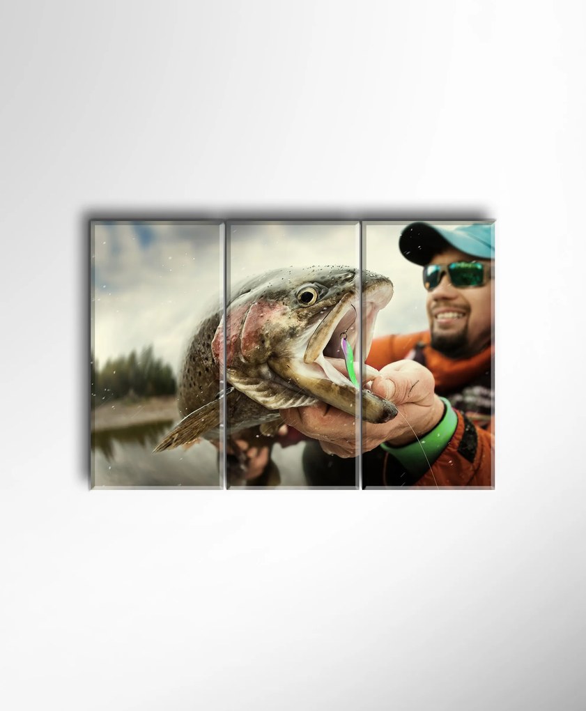 Malvis ® Obraz Rybář s krásným duhákem ROZMĚR (šířka x výška): pětidílný obdélník 200x90 cm