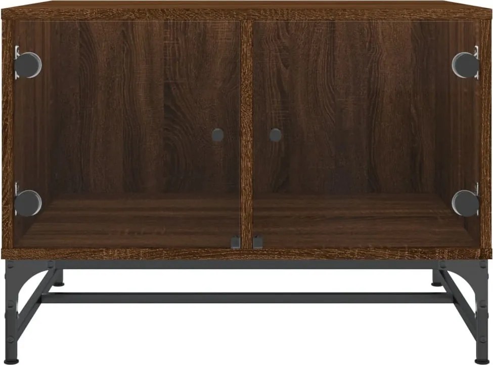 vidaXL Konferenční stolek se skleněnými dvířky 68,5 x 50 x 50 cm [836545] Barva: Černá