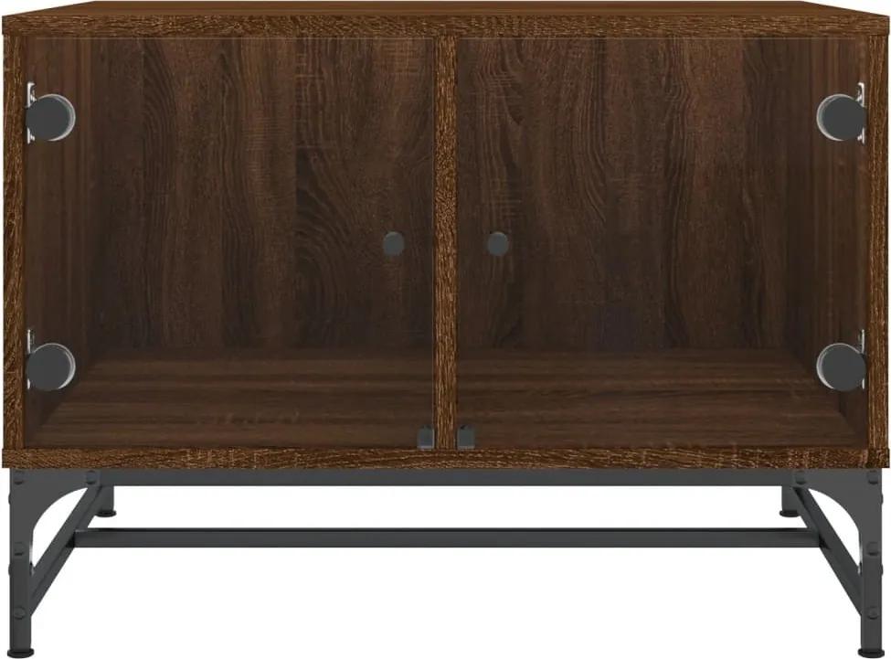 vidaXL Konferenční stolek se skleněnými dvířky 68,5 x 50 x 50 cm [836545] Barva: hnědý dub