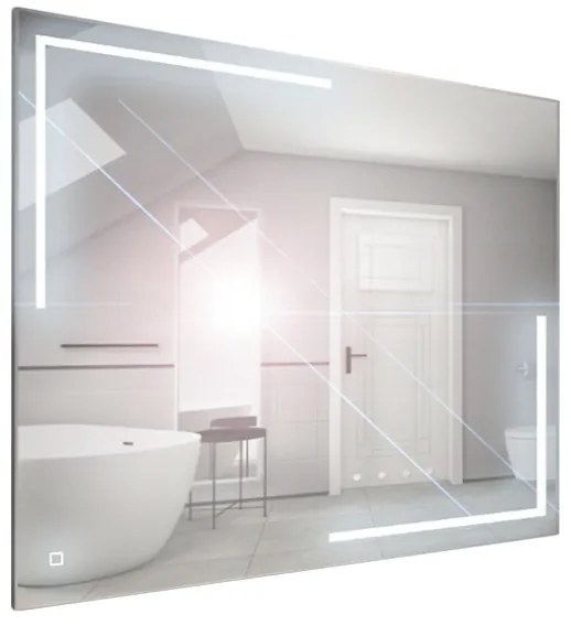 BPS-koupelny Zrcadlo závěsné s pískovaným motivem a LED osvětlením Nikoletta LED 3 Typ: dotykový vypínač, Rozměry (cm): 100x65 - (Nikoletta LED 3/100)