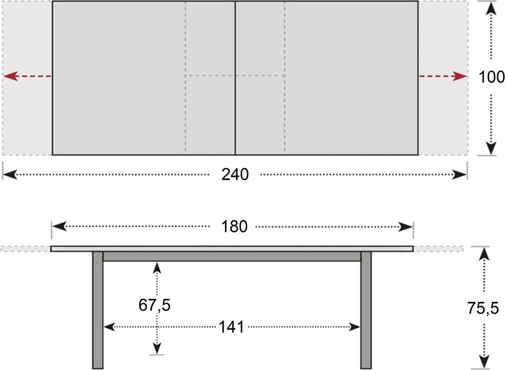 Doppler LIVORNO - zahradní rozkládací stůl 180/240 x 100 x 75,5 cm - Zboží s drobnou vadou (N595)