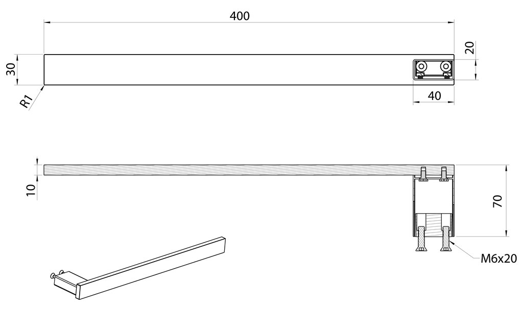 Sapho Sapho, BELLA držák ručníků na levý bok skříňky 400mm, chrom, FA312