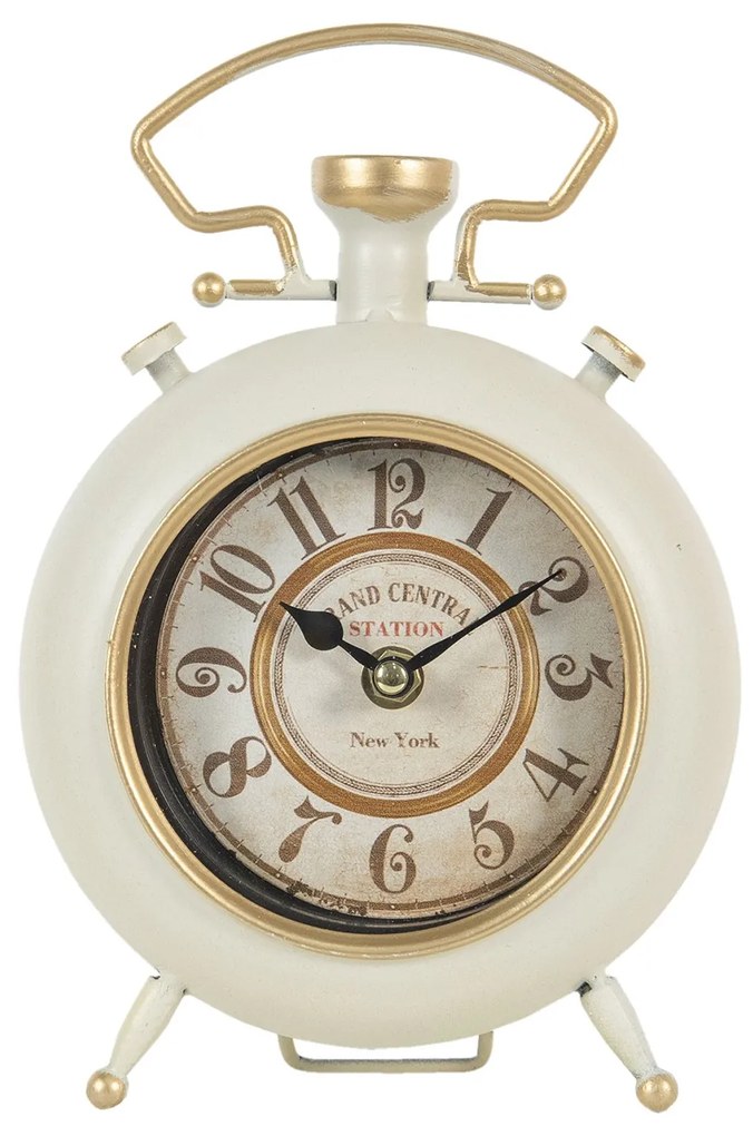 Krémové vintage hodiny se zlatým zdobením Grand - 16*6*24 cm / 1*AA