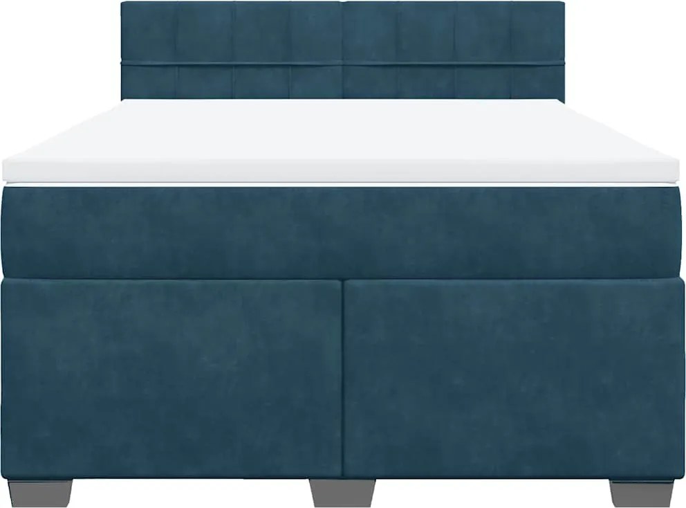 Box spring postel s matrací modrá 140 x 190 cm samet 3288610
