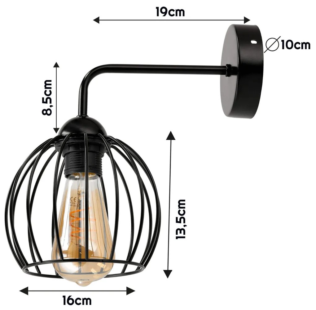 BERGE Nástěnné svítidlo 1x E27 WIRE BALL