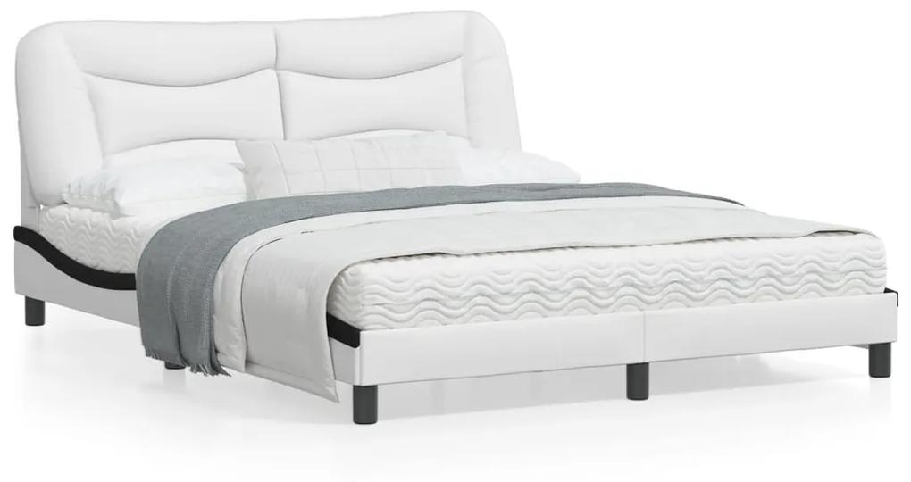 Rám postele s LED osvětlením bílý a černý 160x200 cm umělá kůže,  3213947