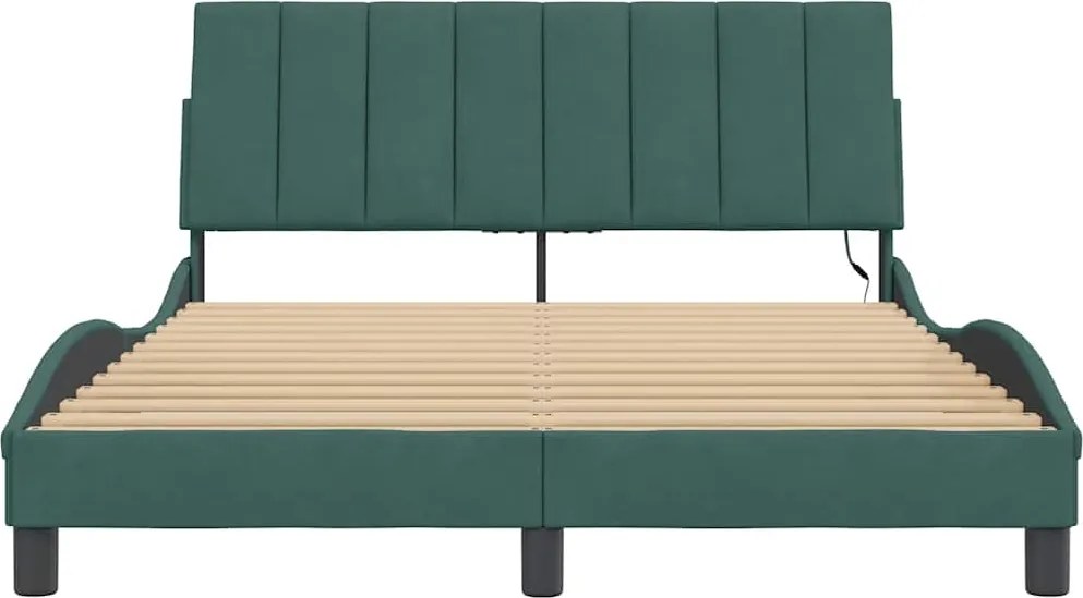 Rám postele s LED osvětlením bez matrace Hanko tmavě zelený 120 x 200 cm samet 3213772