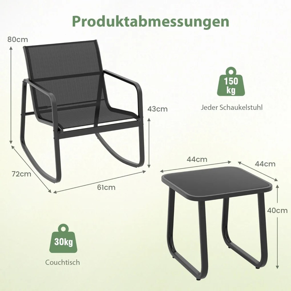 Costway 3-dílný. Garden furniture set s 2 chairs a table a gentle rocking