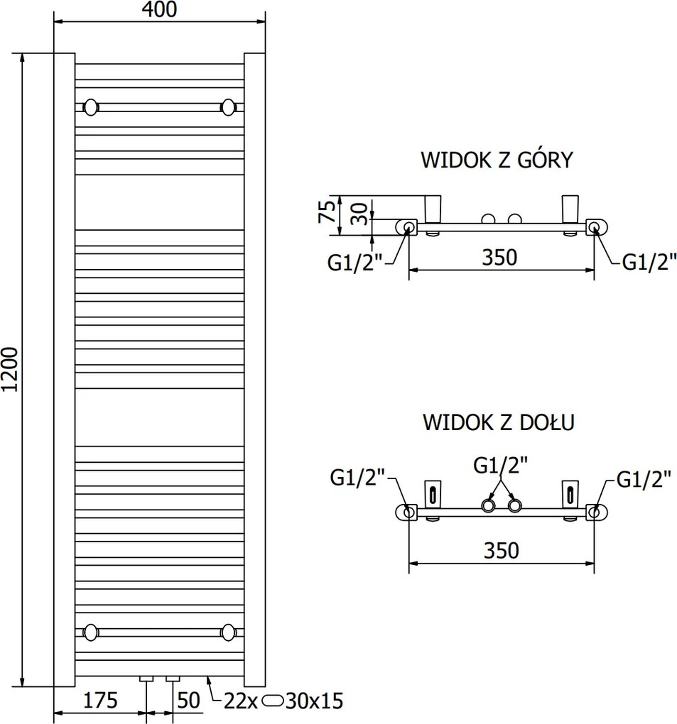 Mexen Hades, elektrické topné těleso 1200 x 400 mm, 600 W, antracitová, W104-1200-400-2600-66