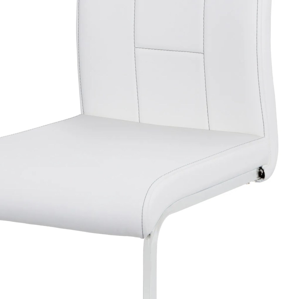 Jídelní židle bílá koženka / chrom Autronic DCL-411 WT