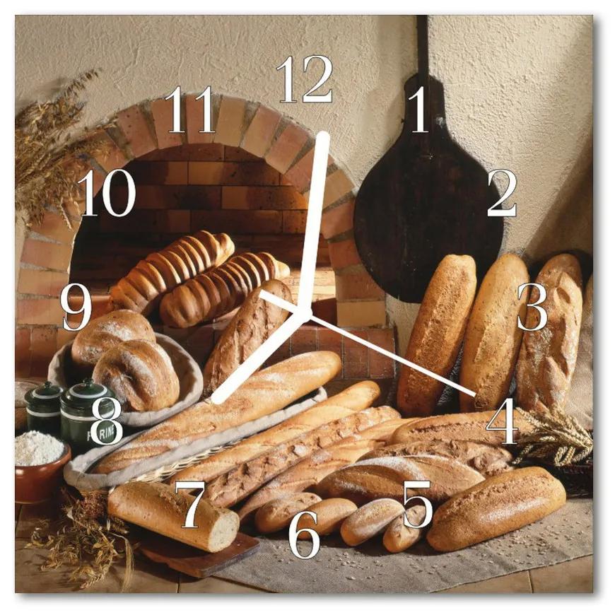Skleněné hodiny čtvercové chléb