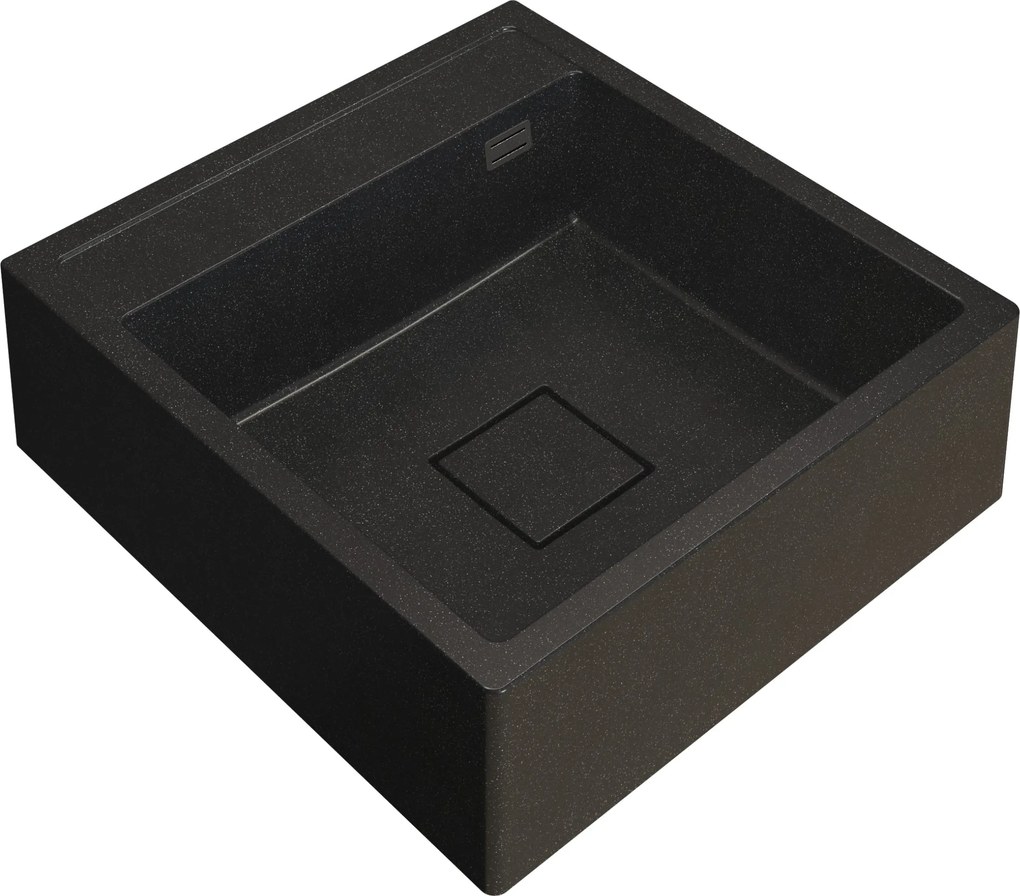 Gamma Farmerski, 1-komorový granitový dřez 600x630x210 mm, černá skvrnitá, GMA-ZLE000209