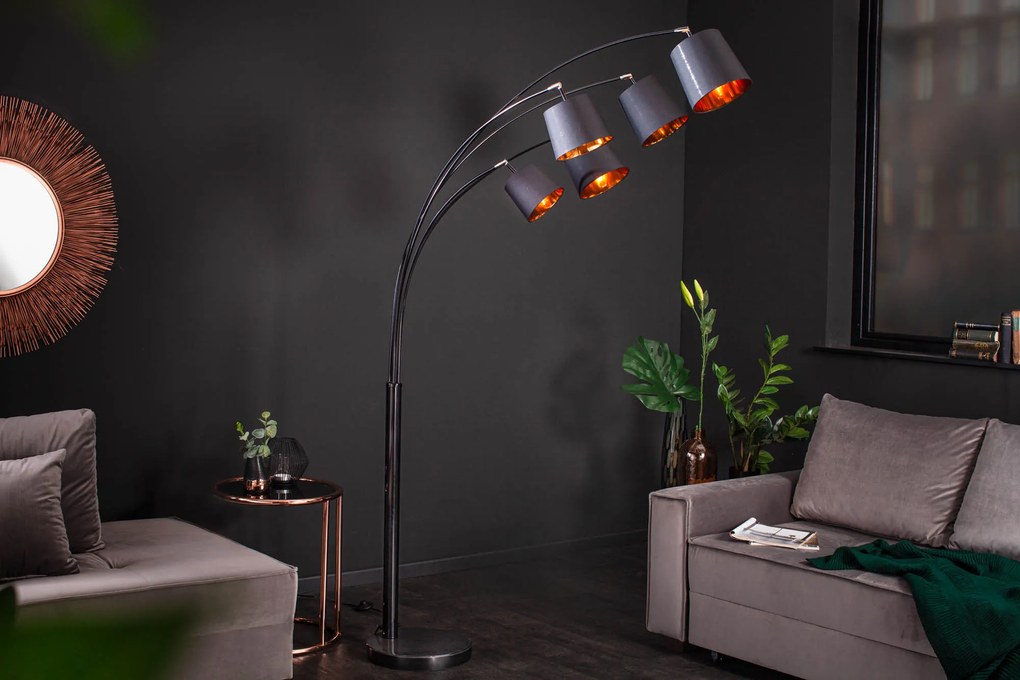 Noble Home Černo - zlatá kovová stojací lampa Levero, 202 cm