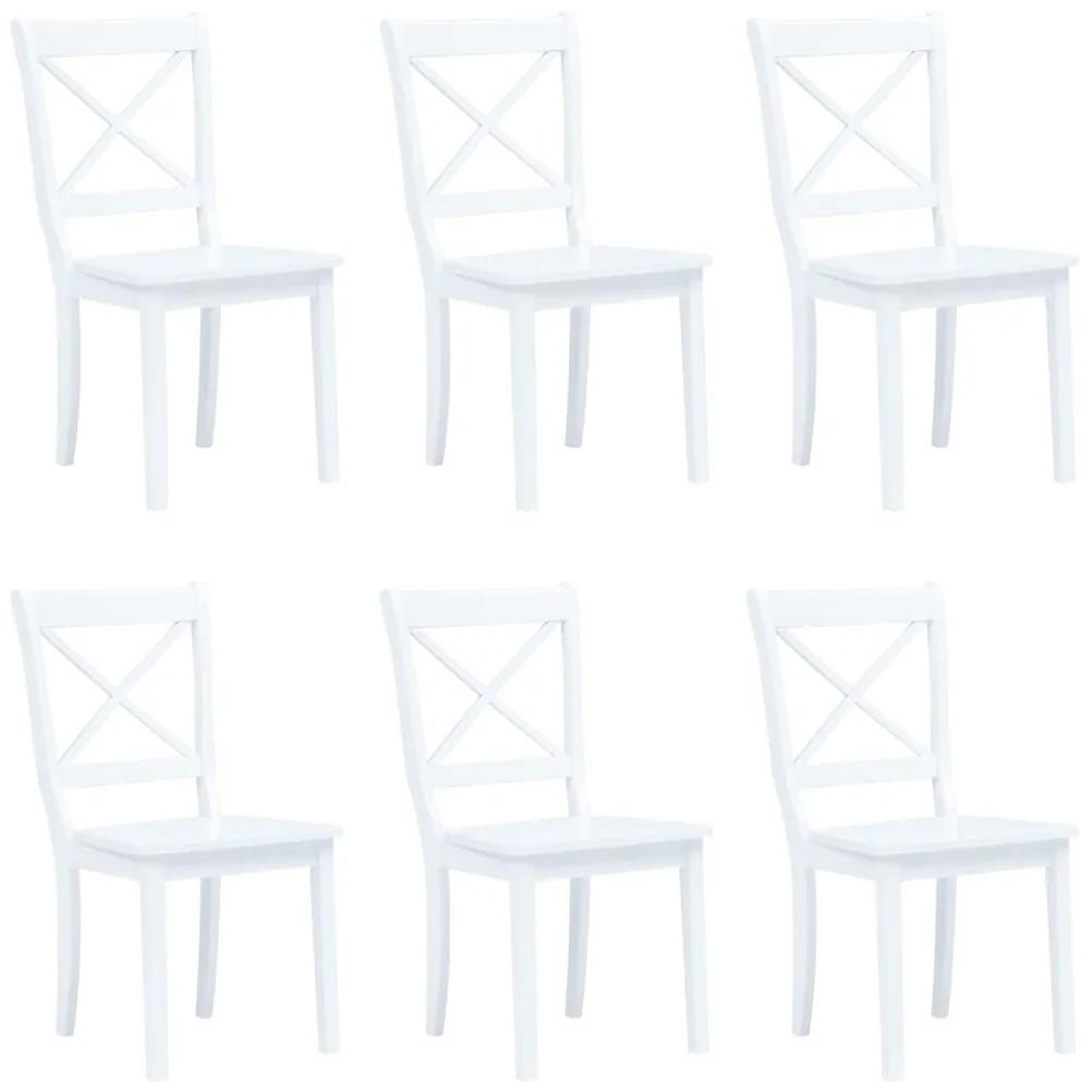 Jídelní židle 6 ks bílé masivní kaučukovník - Default Title