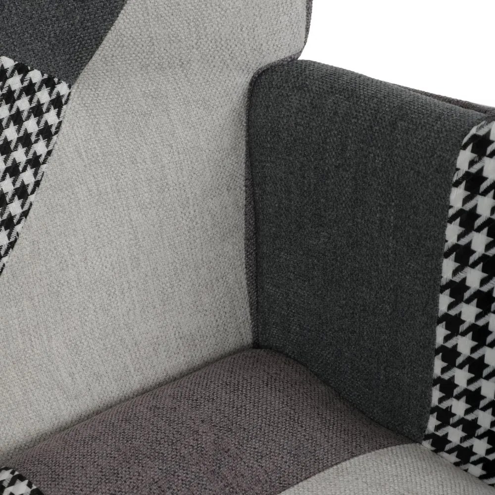 Houpací křeslo FABIAN II — látka, černobílý patchwork