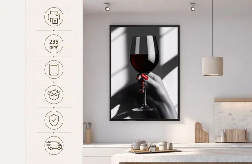 Večerní elegance - obraz - Sklenka vína v luxusním stylu 32 - 50 x 70 cm - 649 Kč