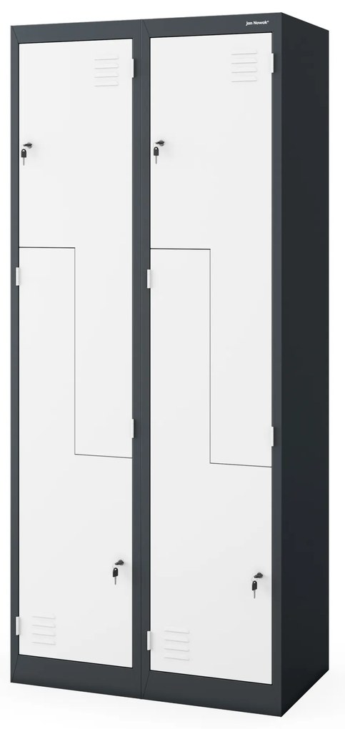 Šatní skříň typu L 4-boxová, antracitovo-bílá, 800x1850x450 mm: JULIA