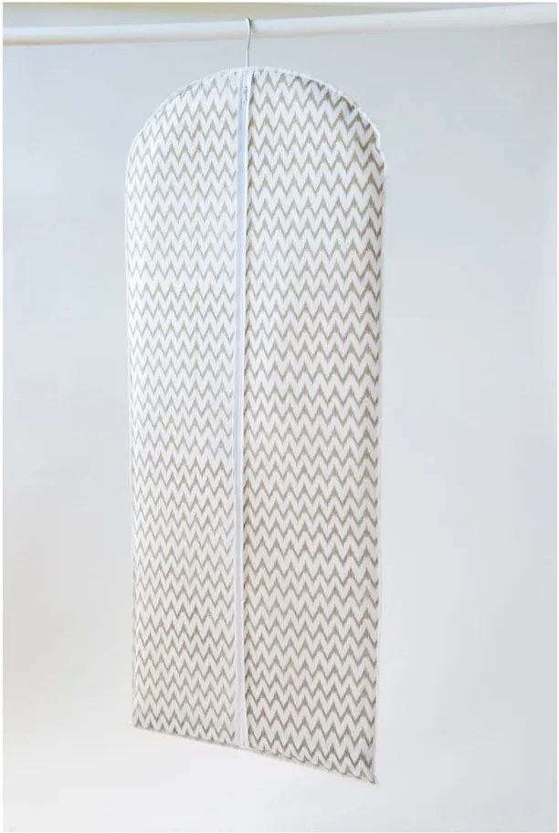 Bílý textilní závěsný obal na šaty Compactor Clear, délka 137 cm