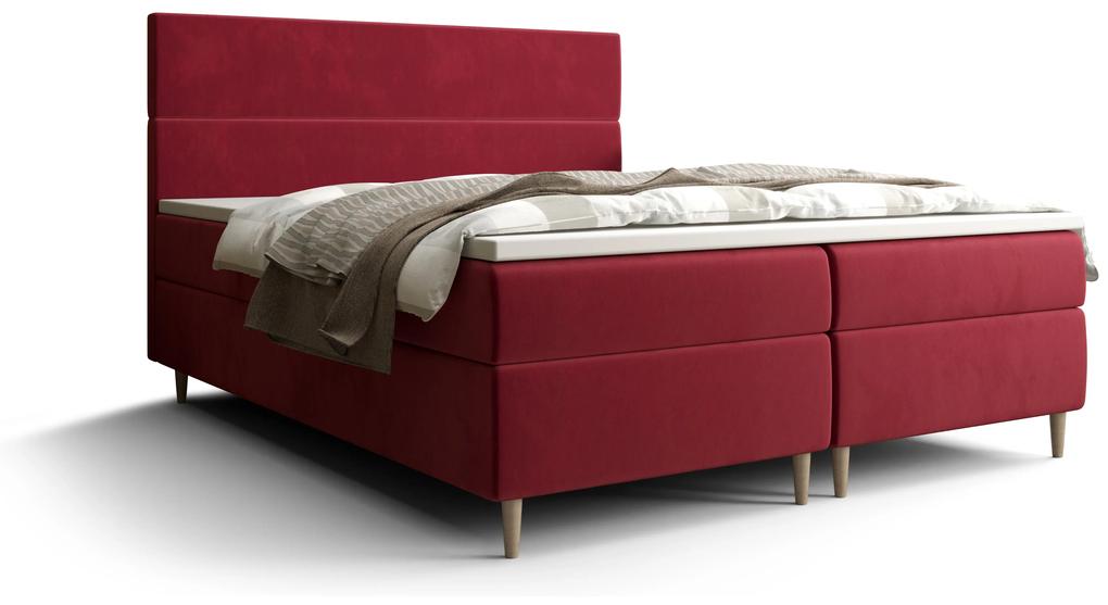 Manželská postel Boxspring 160 cm Flu Comfort (bordó) (s matrací a úložným prostorem). 1055932