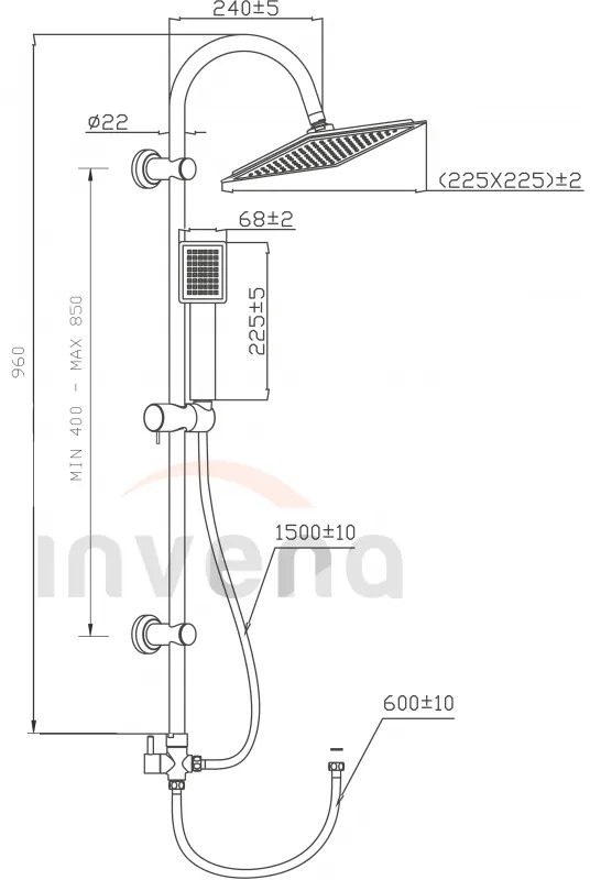 Invena Florina, sprchový sloup 96cm, chromová, INV-AU-30-001-Q