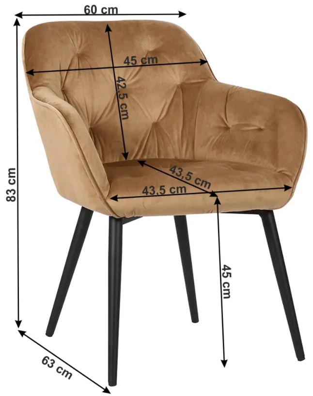 Jídelní křesílko BERILIO — látka, kov, hnědá/černá Kondela