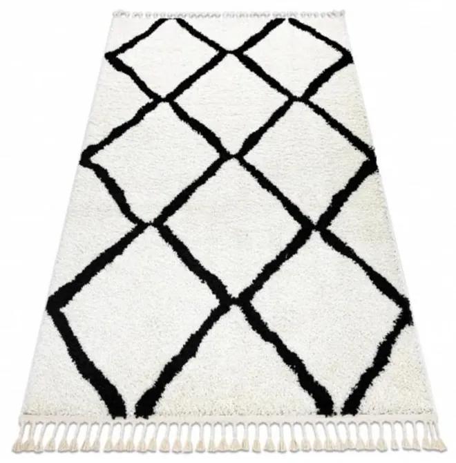 Kusový koberec Shaggy Cross bílý 80x150cm