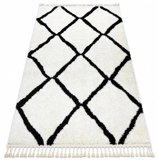 Kusový koberec Shaggy Cross bílý 80x300cm