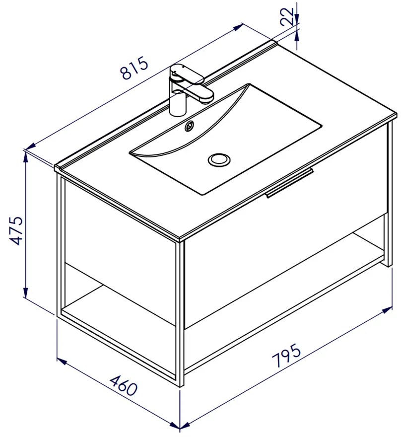 Comodo Koupelnová skříňka s keramickým umyvadlem Kubus OC ZV 80
