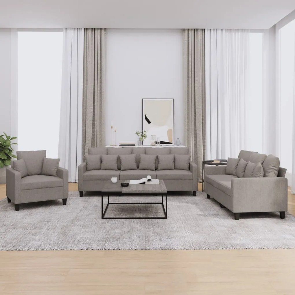 3dílná sedací souprava s polštáři taupe textil 3201639